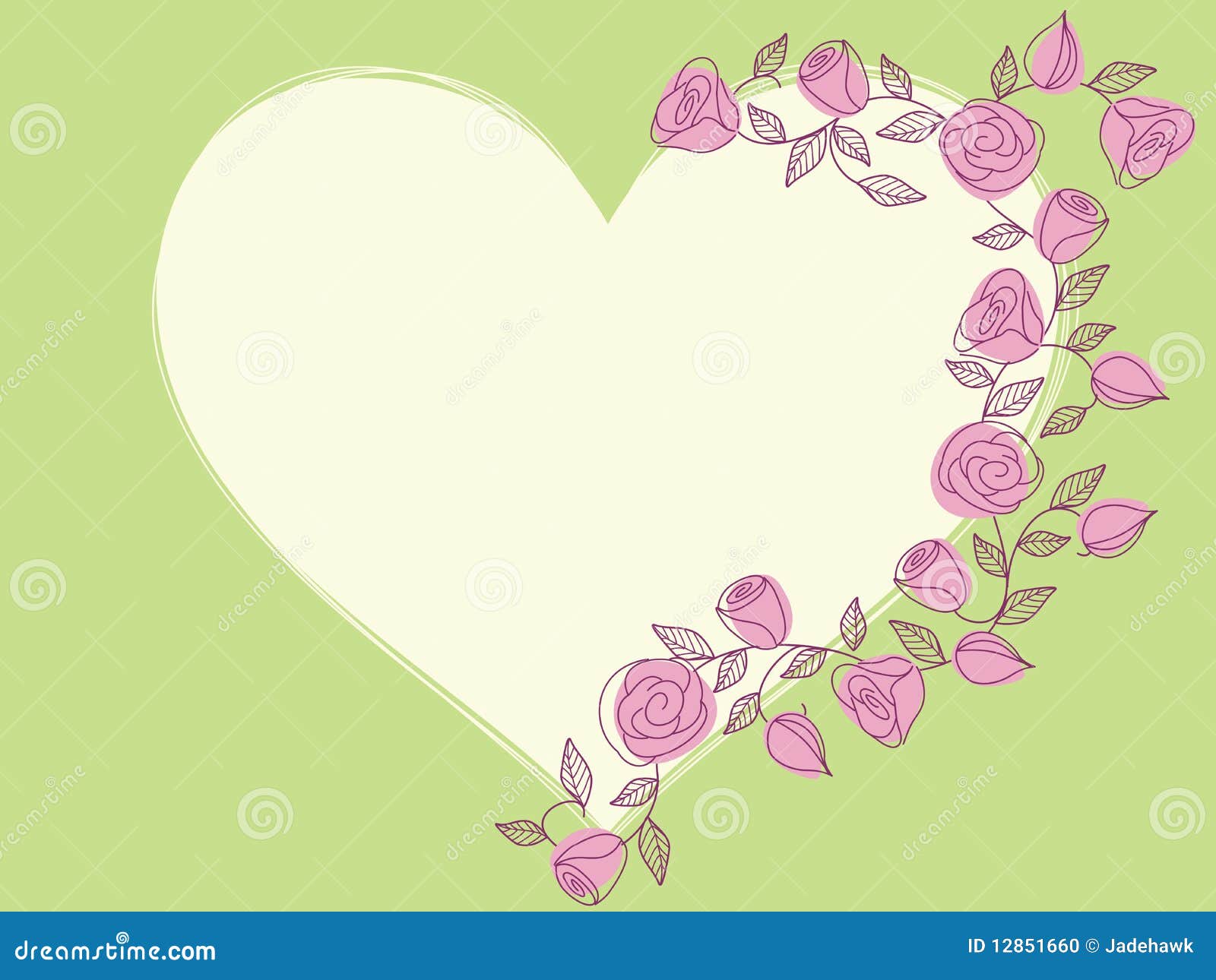 Springtime Hand Drawn Heart with Roses Stock Vector - Illustration of ...