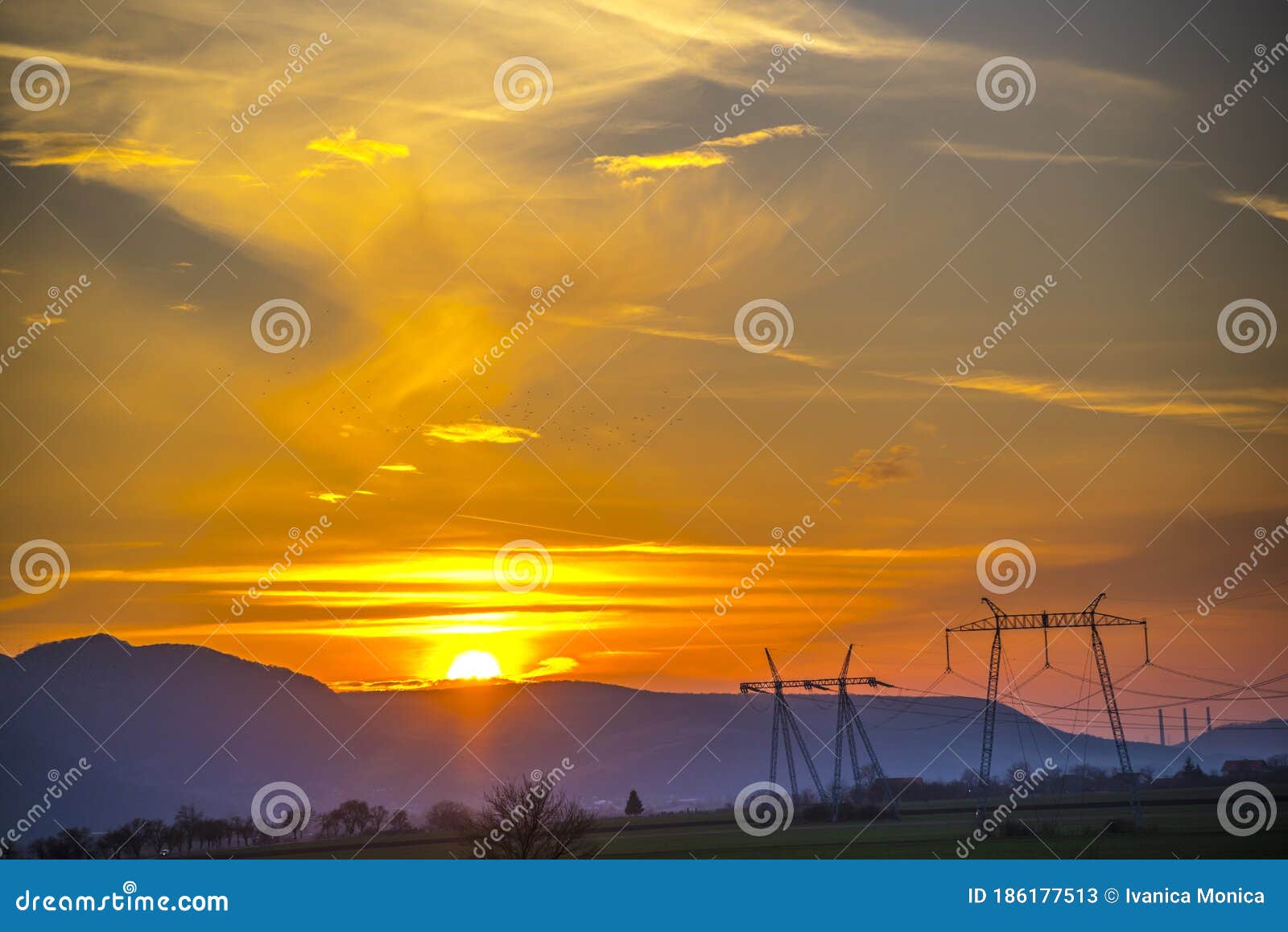 Springtime on the hill stock image. Image of dark, romania - 186177513