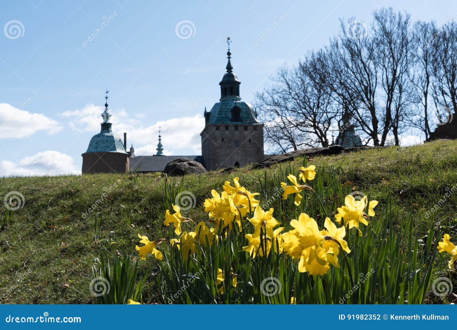 Springtime by the Old Castle Stock Photo - Image of flowers, landmark ...