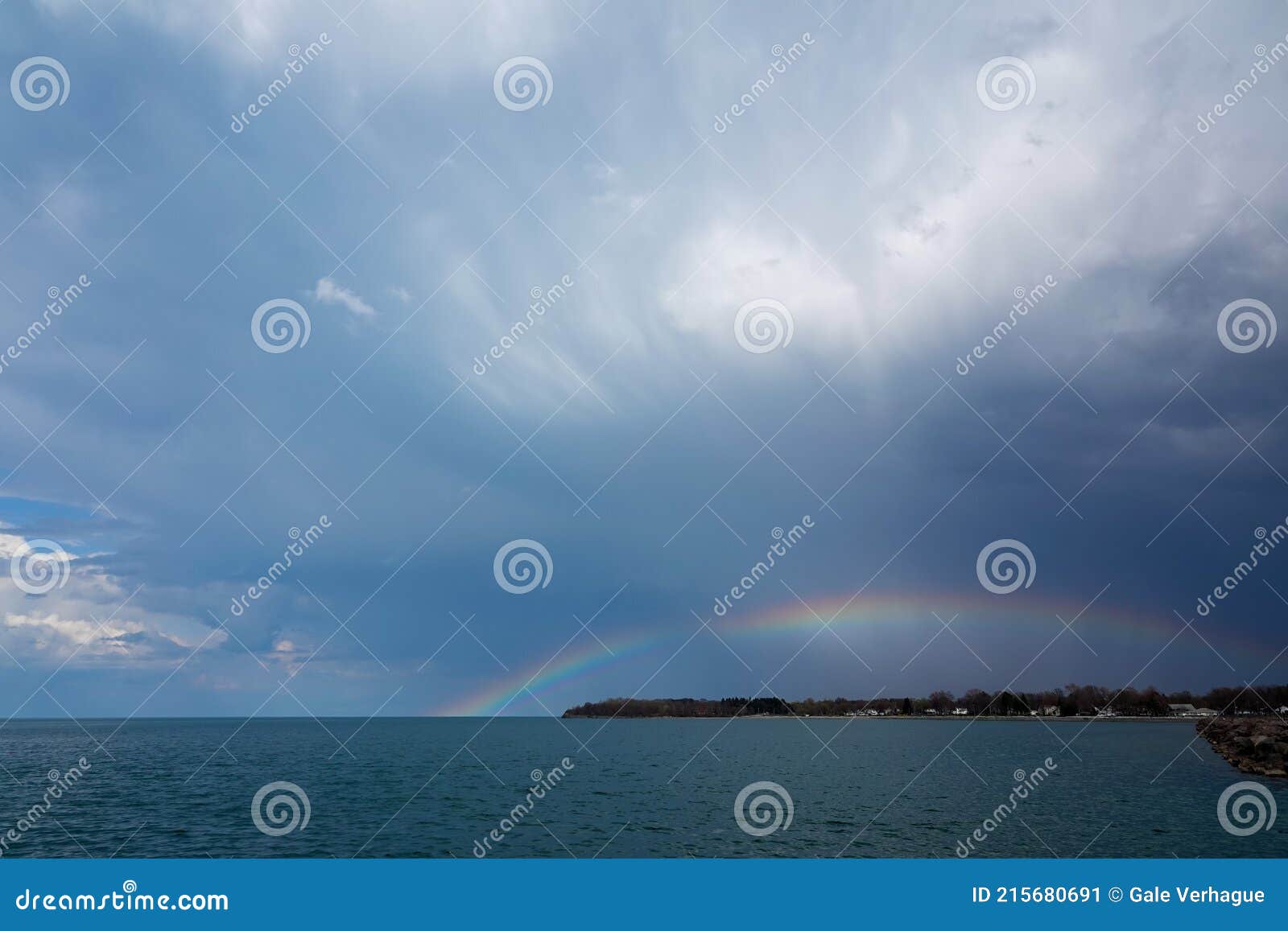 Springtime Rainbow Over Lake Erie Stock Image - Image of bright, rays ...