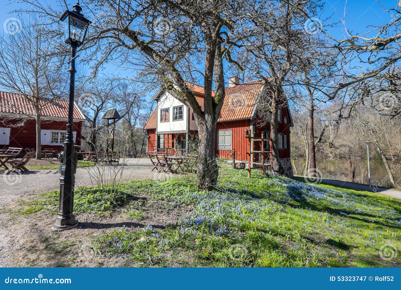 Springtime in Sweden stock image. Image of park, lamp - 53323747