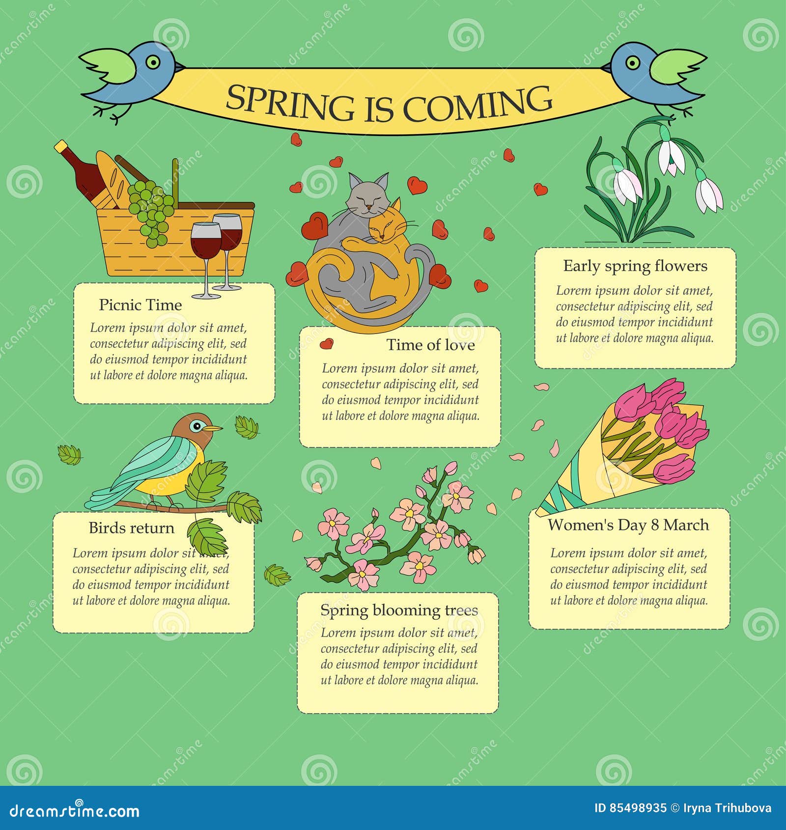 Springtime Vector Infographic Stock Vector - Illustration of butterfly ...
