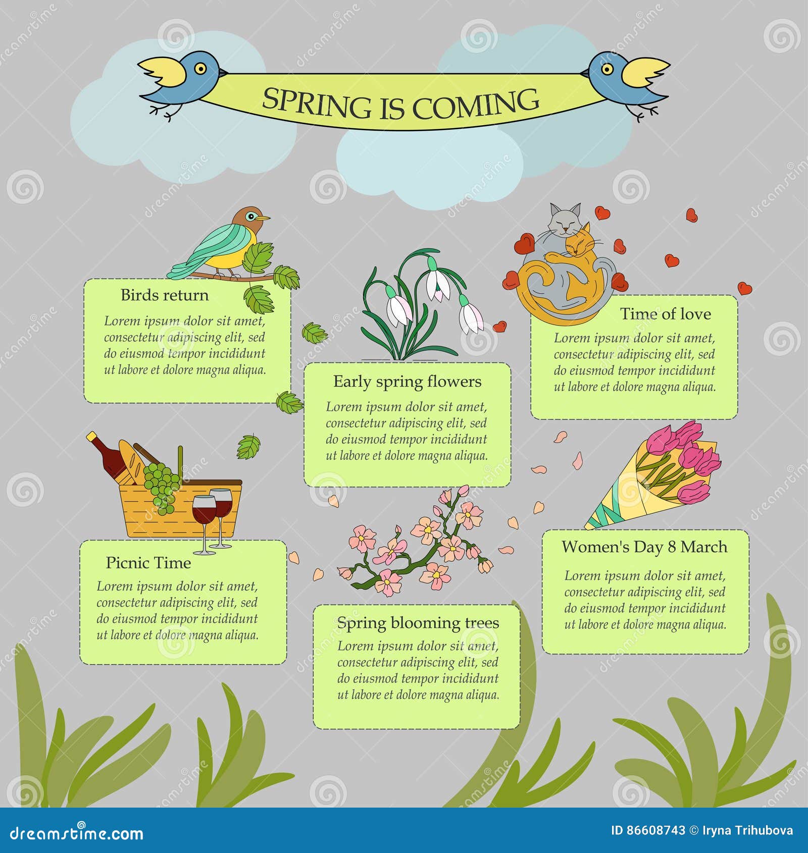 Springtime Vector Infographic Stock Vector - Illustration of emblem ...