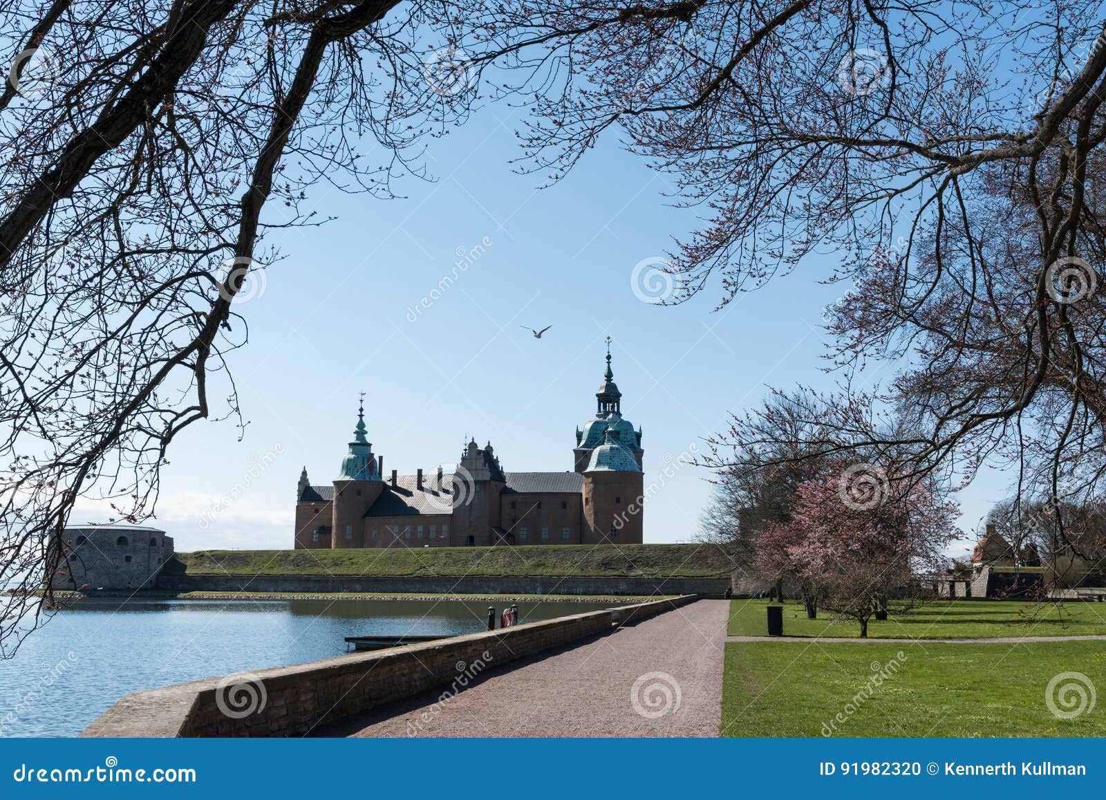Springtime Castle Garden Pathway - Medieval Architecture And Blooms ...