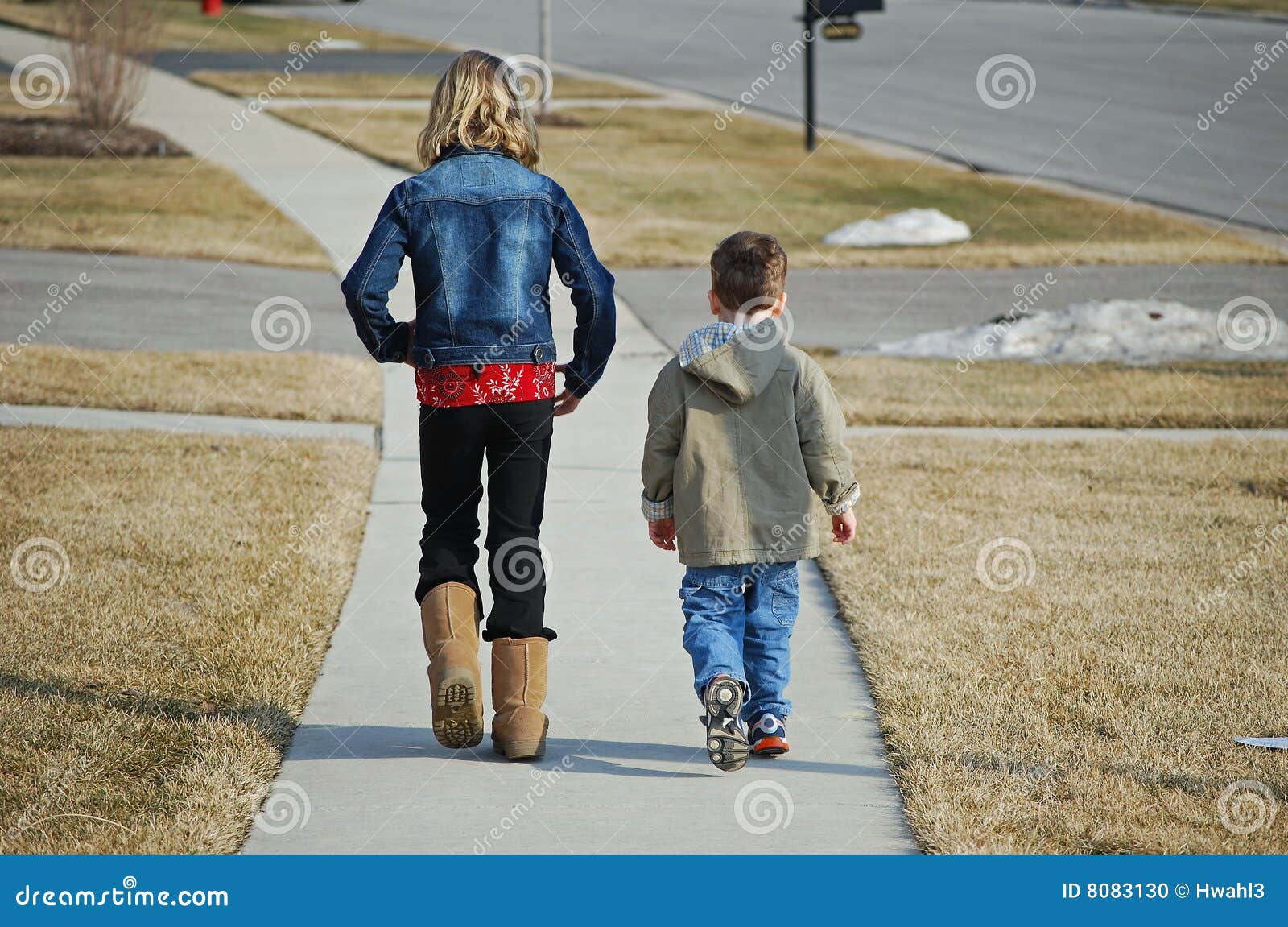 Springtime walk stock photo. Image of brother, sidewalk - 8083130