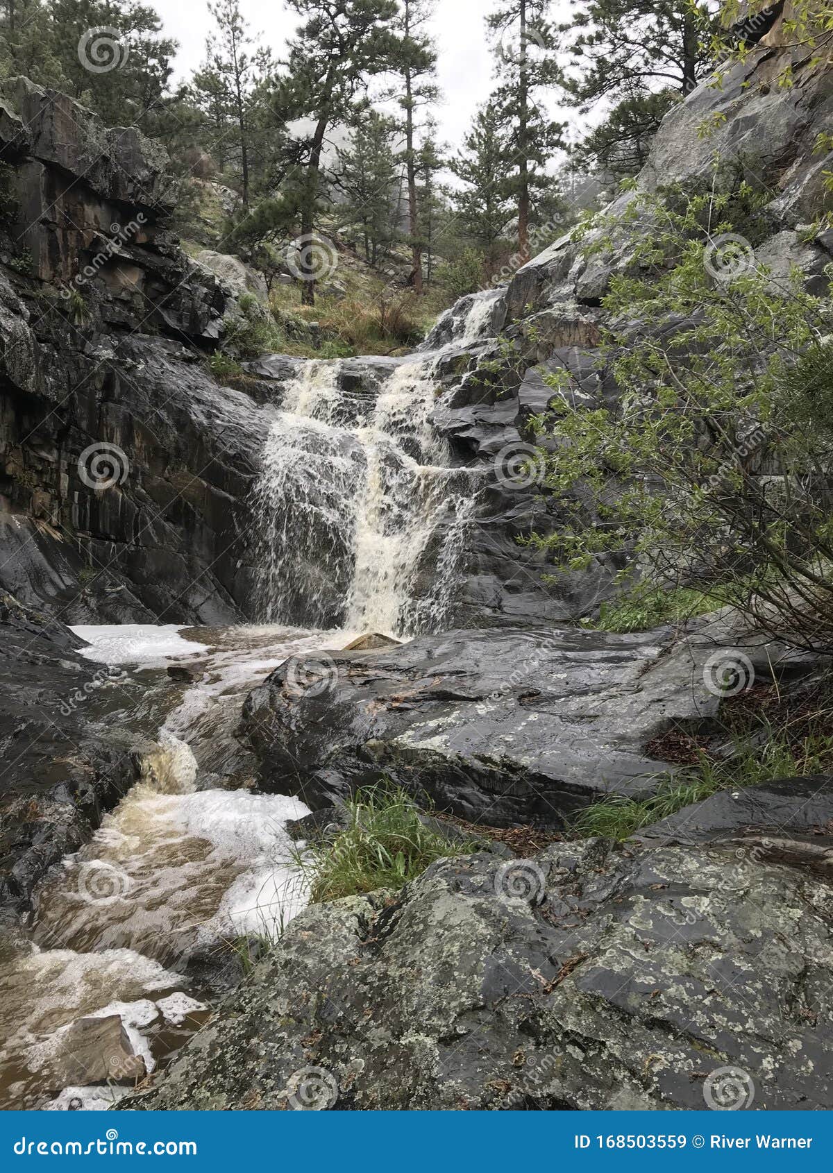 Springtime Waterfall in the Colorado Rocky Mountains Stock Image ...