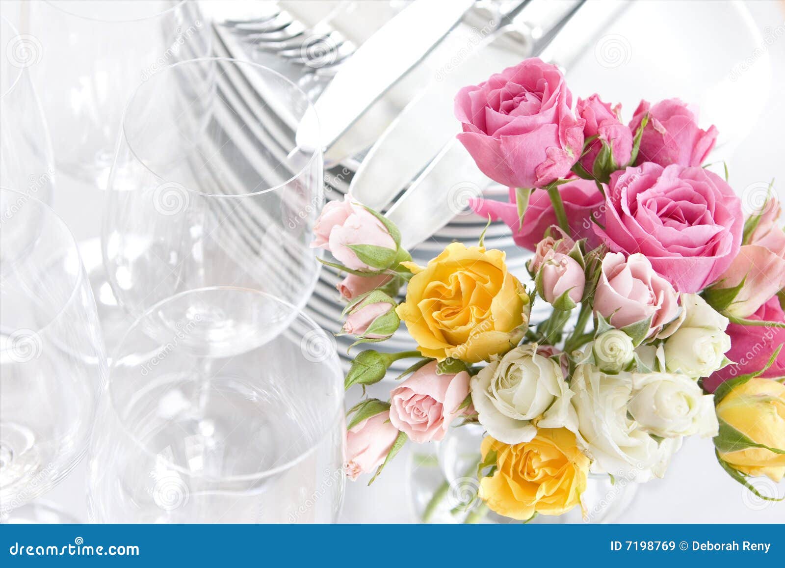 Springtime or Wedding Buffet Dishes and Roses Stock Image - Image of ...