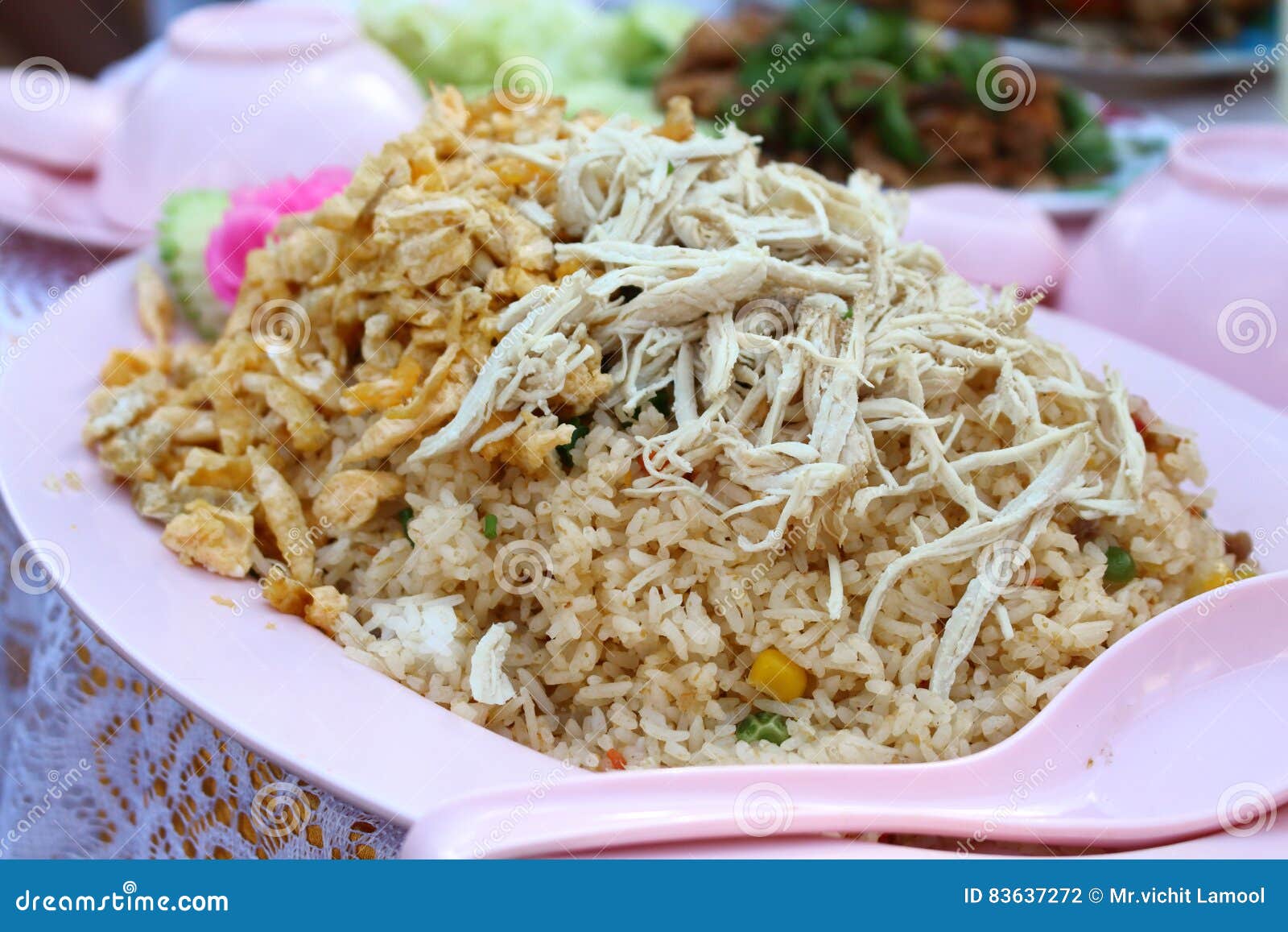 Sprinkle Chicken with Fried Rice Stock Photo - Image of food, fried ...