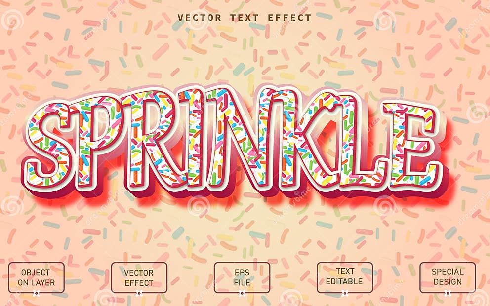 Sprinkle 3d Text Effect with Texture Pattern Editable Text Stock Vector ...