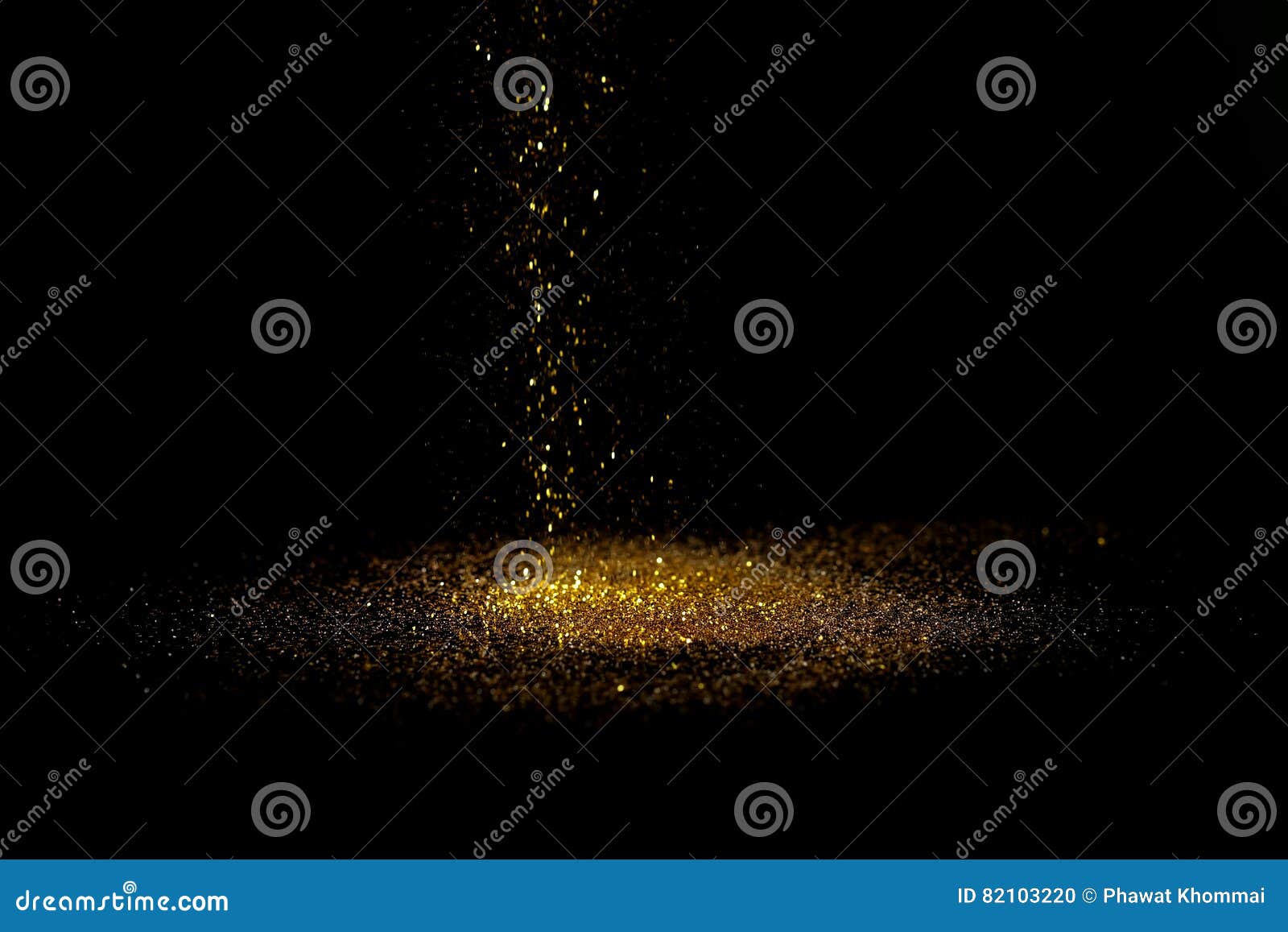 Sprinkle Gold Dust on a Black Background Stock Photo - Image of ...