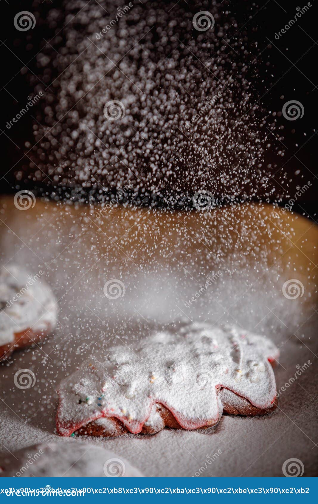 Sprinkle Icing Sugar Over the Christmas Cookies Stock Photo - Image of ...