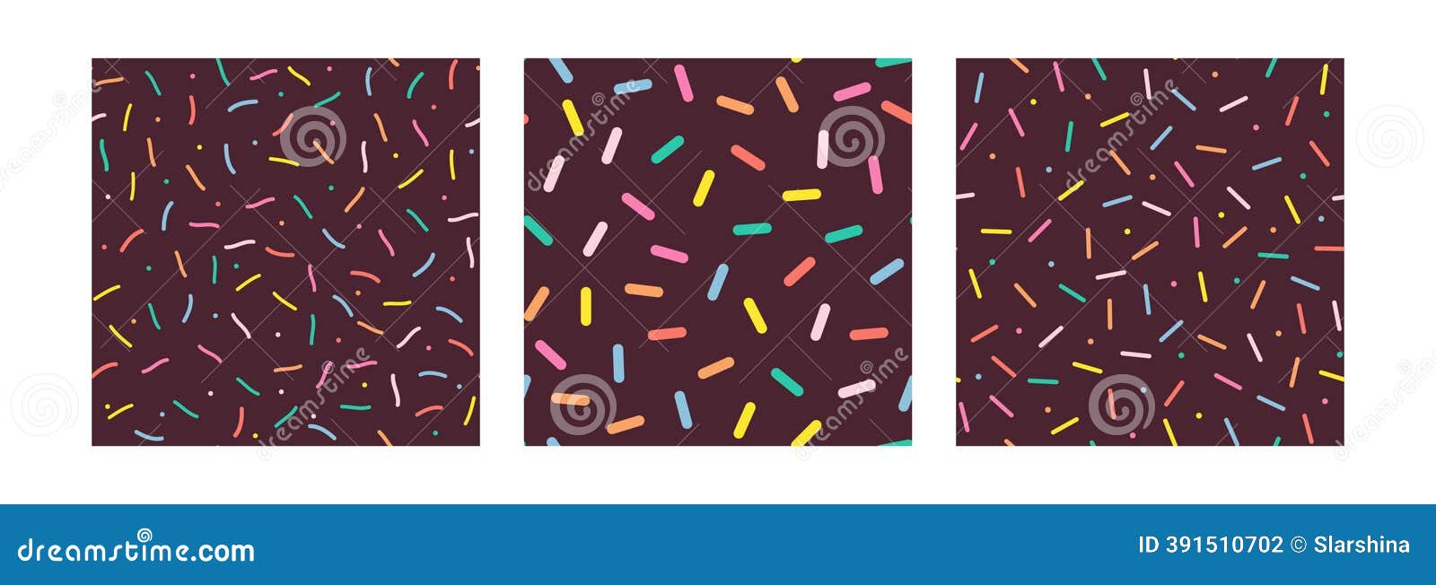 Sprinkle Pattern. Rainbow Dotted Lines On Chocolate Background. Small ...