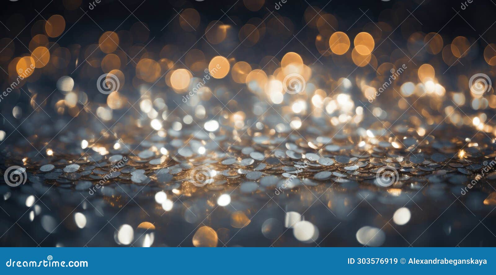 Sprinkle Silver Dust on a Black Background in the Dark, Sparkling ...