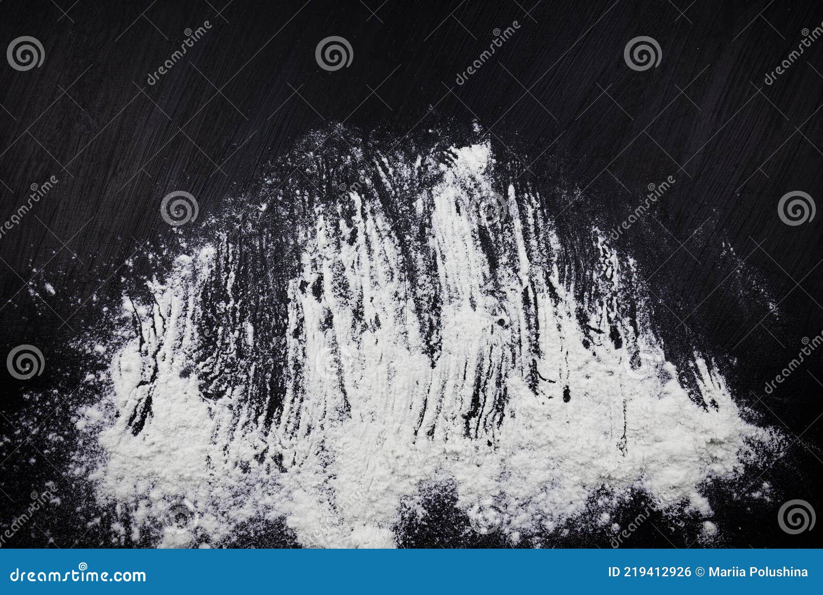 Sprinkle of White Flour on Black Surface Stock Photo - Image of snow ...