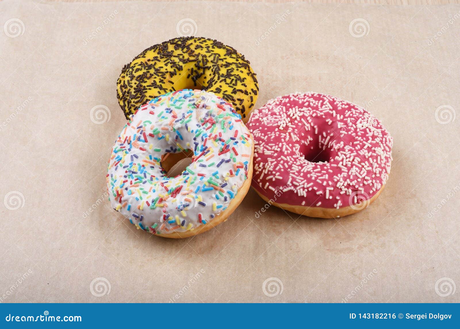 Sprinkled Confetti with Baked Donuts with Different Icing Stock Photo ...