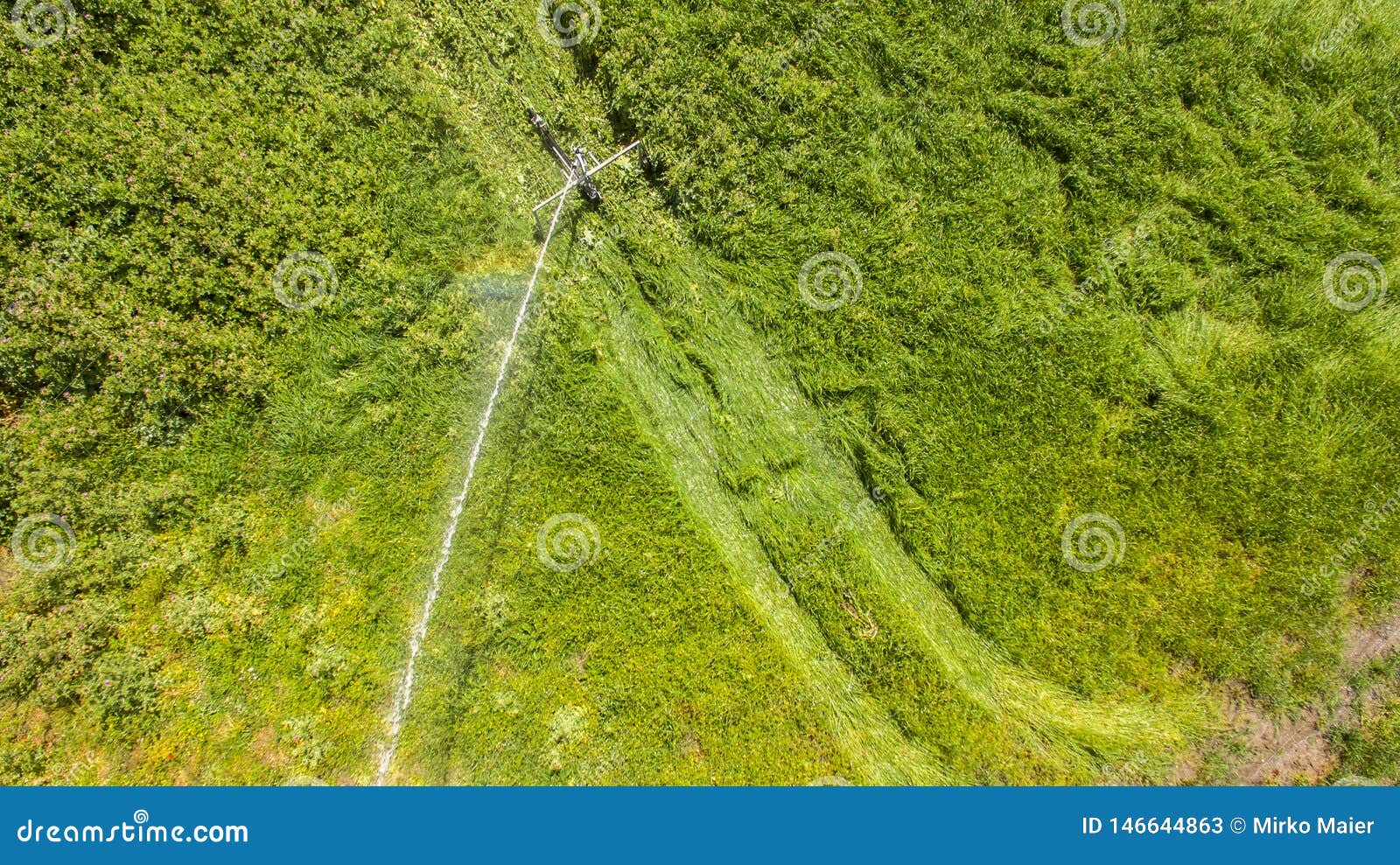 Sprinkler Irrigation Seen from Above with Drone Stock Image - Image of ...