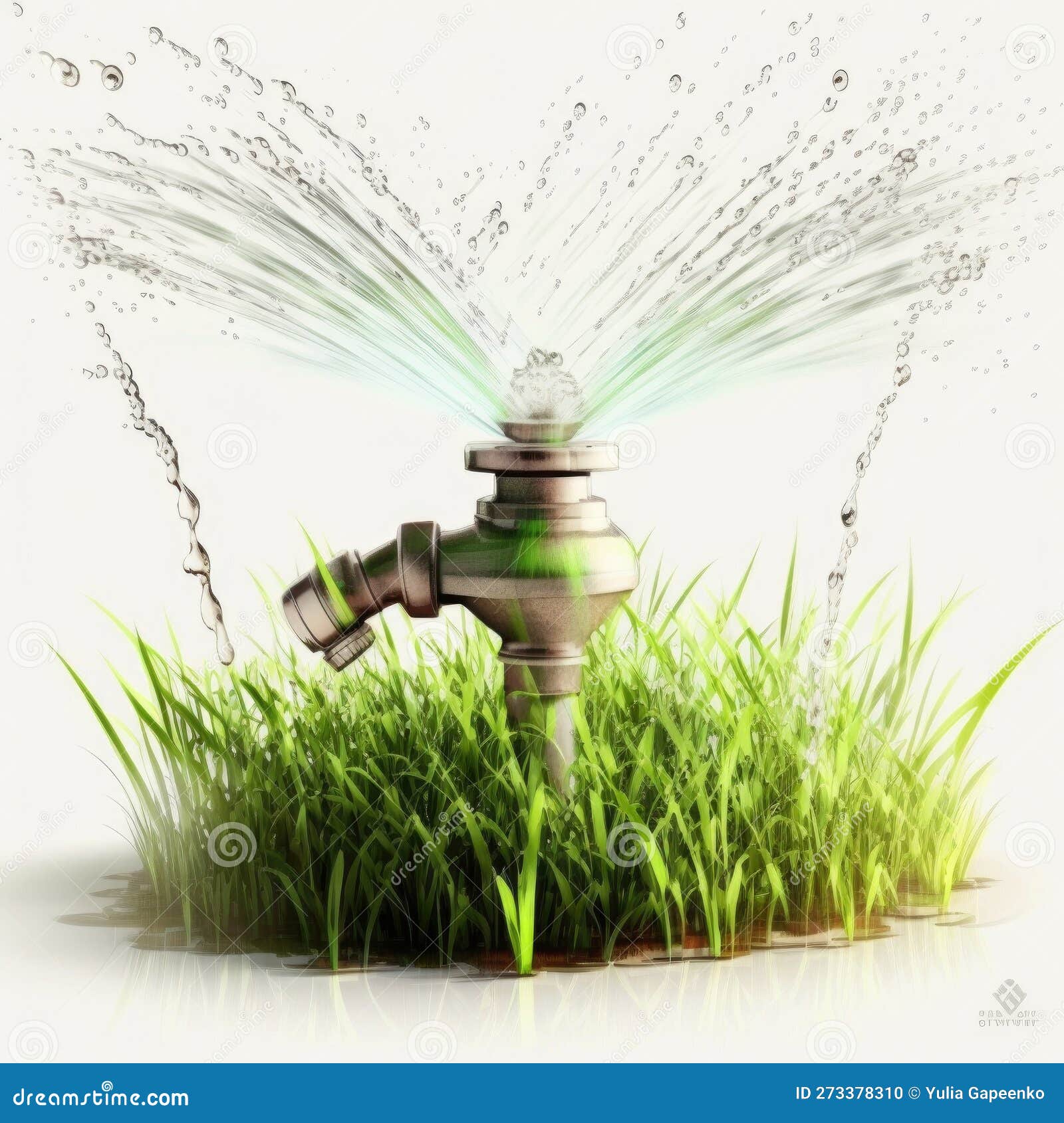 Sprinkler in Park Spraying Water. Illustration AI Generative Stock ...