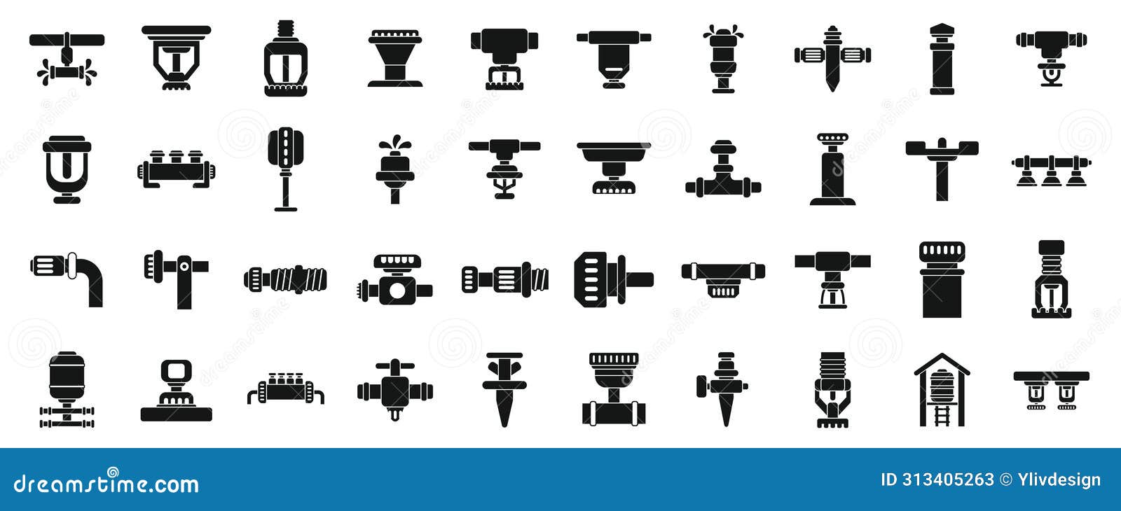 Sprinkler System Icons Set Simple Vector. Water Irrigation Stock Vector ...