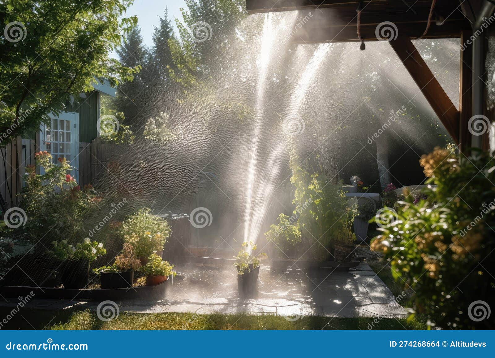 Sprinkler System with Misting Effect, Creating Cool and Refreshing ...