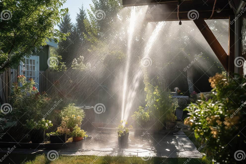 Sprinkler System with Misting Effect, Creating Cool and Refreshing ...