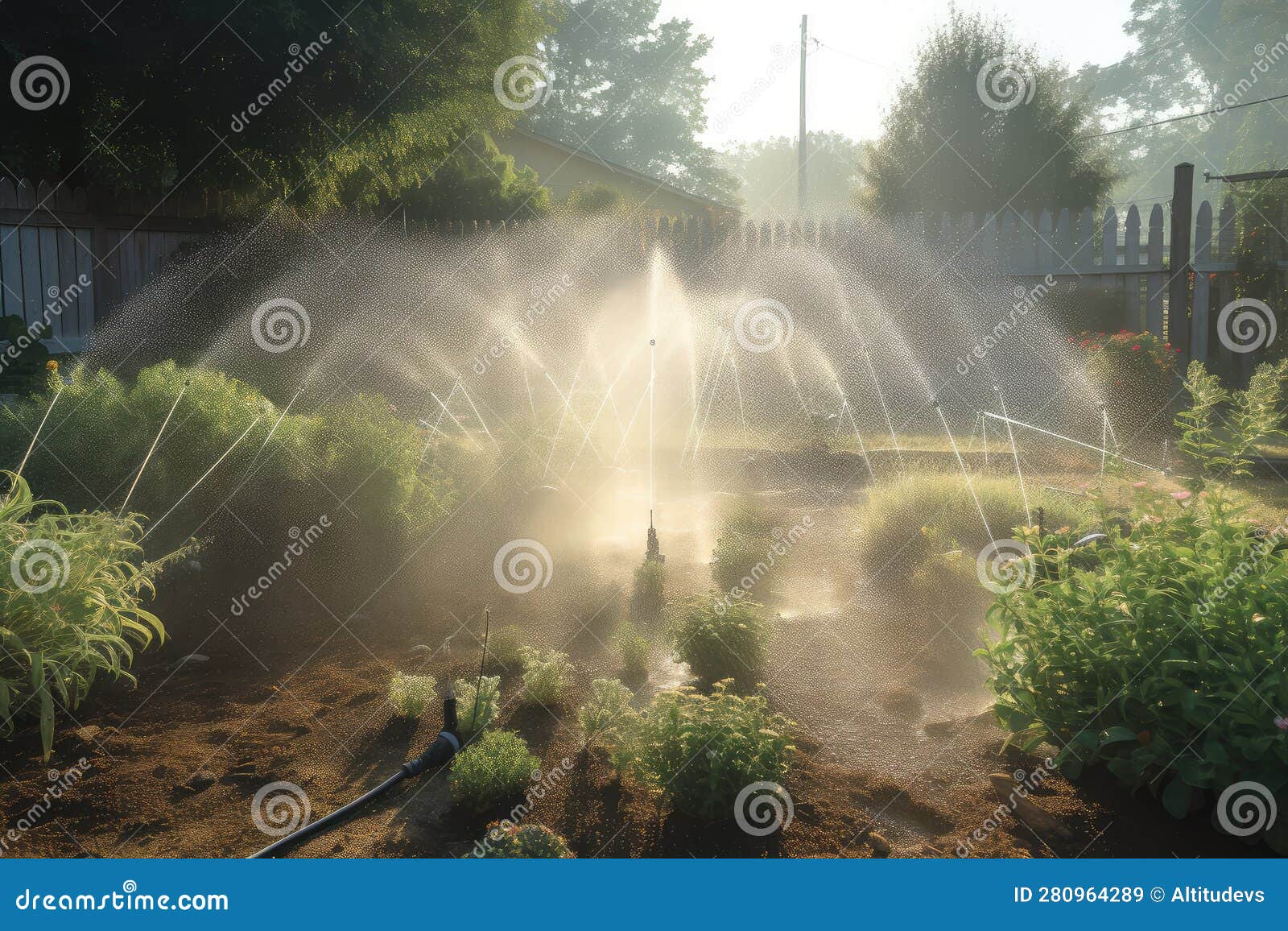 Sprinkler System with a Variety of Spray Patterns Creates Cool and ...