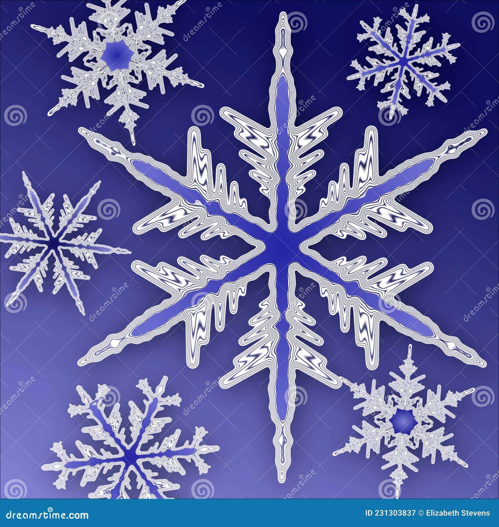 A Sprinkling of Groovy Snowflakes Stock Illustration - Illustration of ...