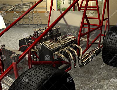 Sprint Car Frame Motor and Wheels Stock Illustration - Illustration of ...