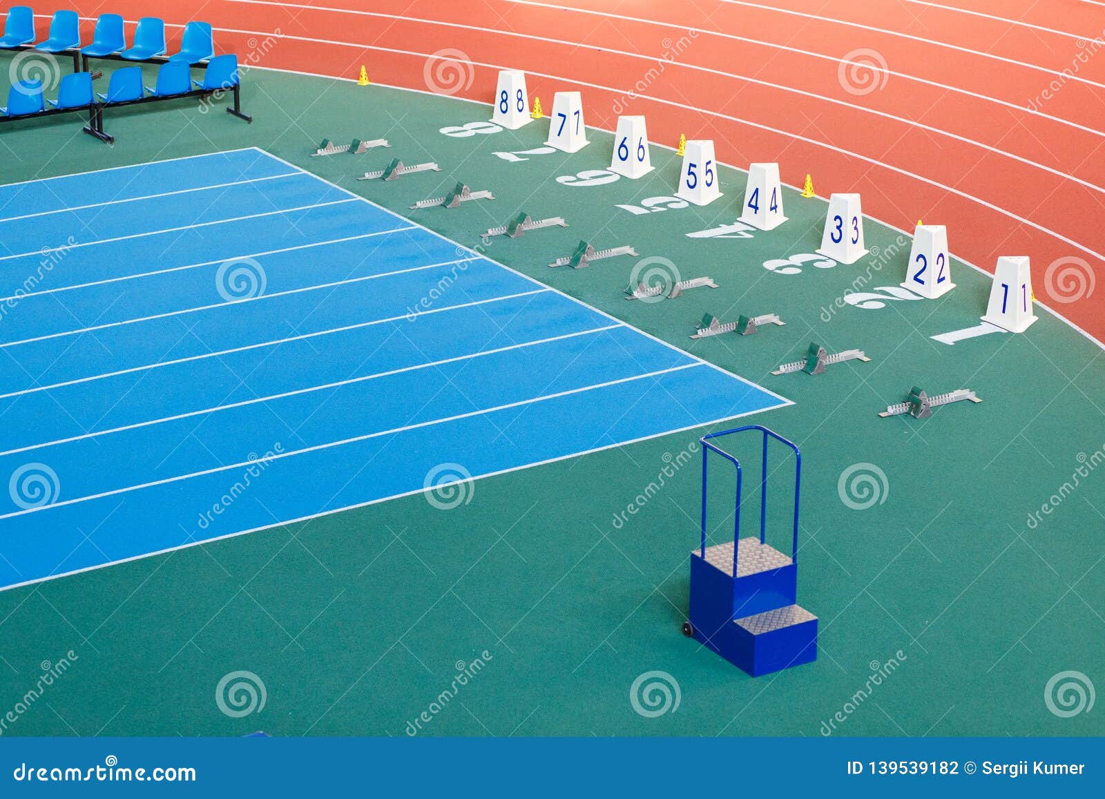 Sprint Start Line with Blocks on Track and Field Stock Photo - Image of ...
