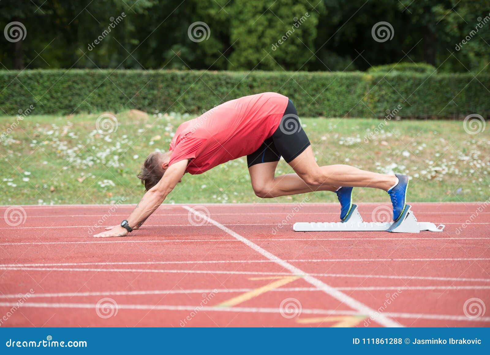 Sprinter Getting Ready To Start Stock Photo - Image of healthy ...
