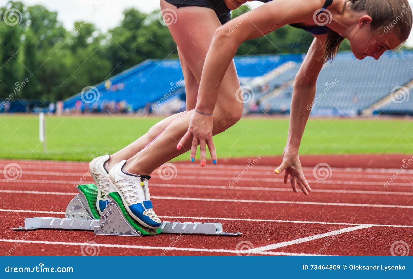 Sprinter Getting Ready To Start Stock Image - Image of line, speed ...