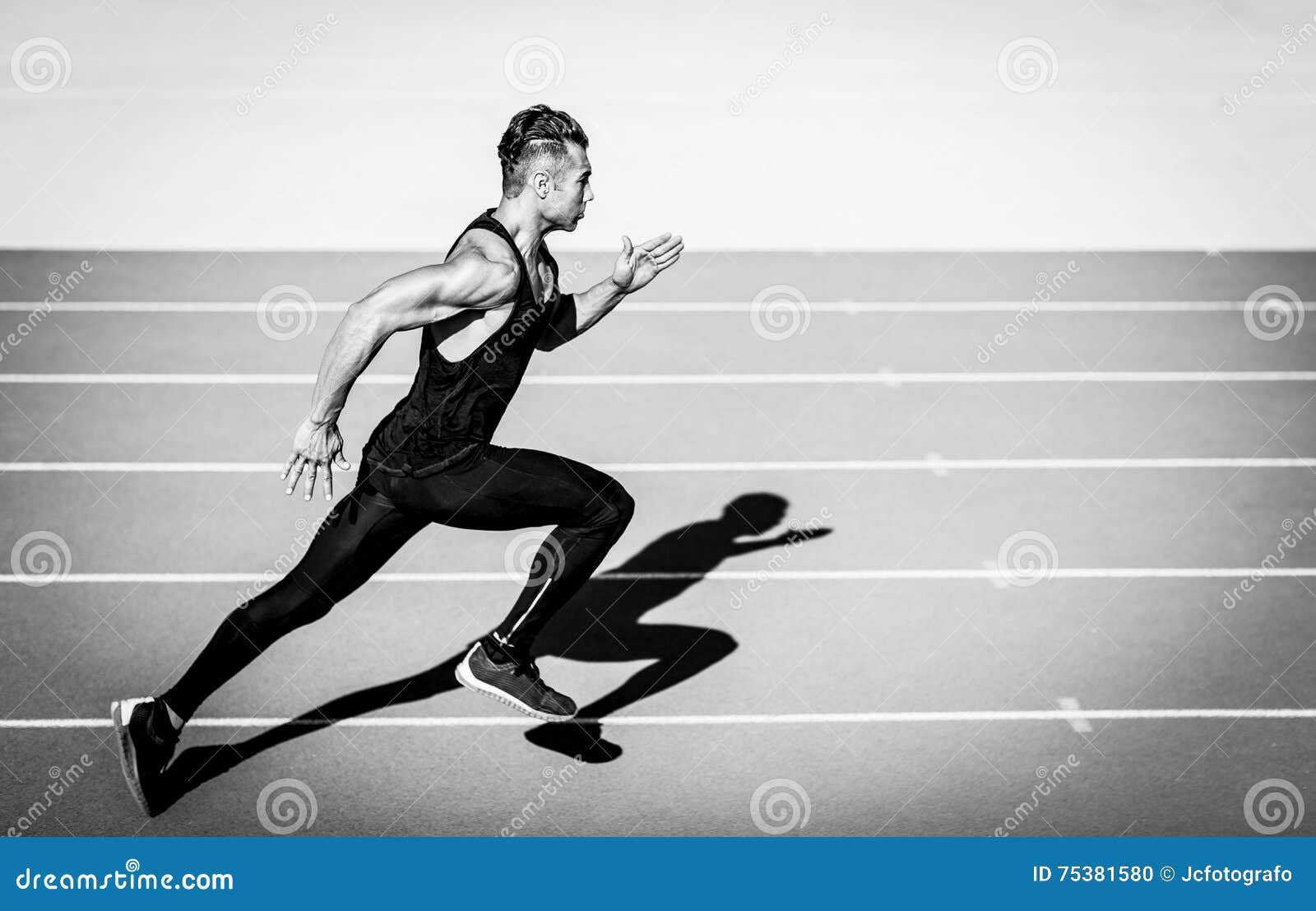 Sprinter man stock photo. Image of line, action, racetrack - 75381580