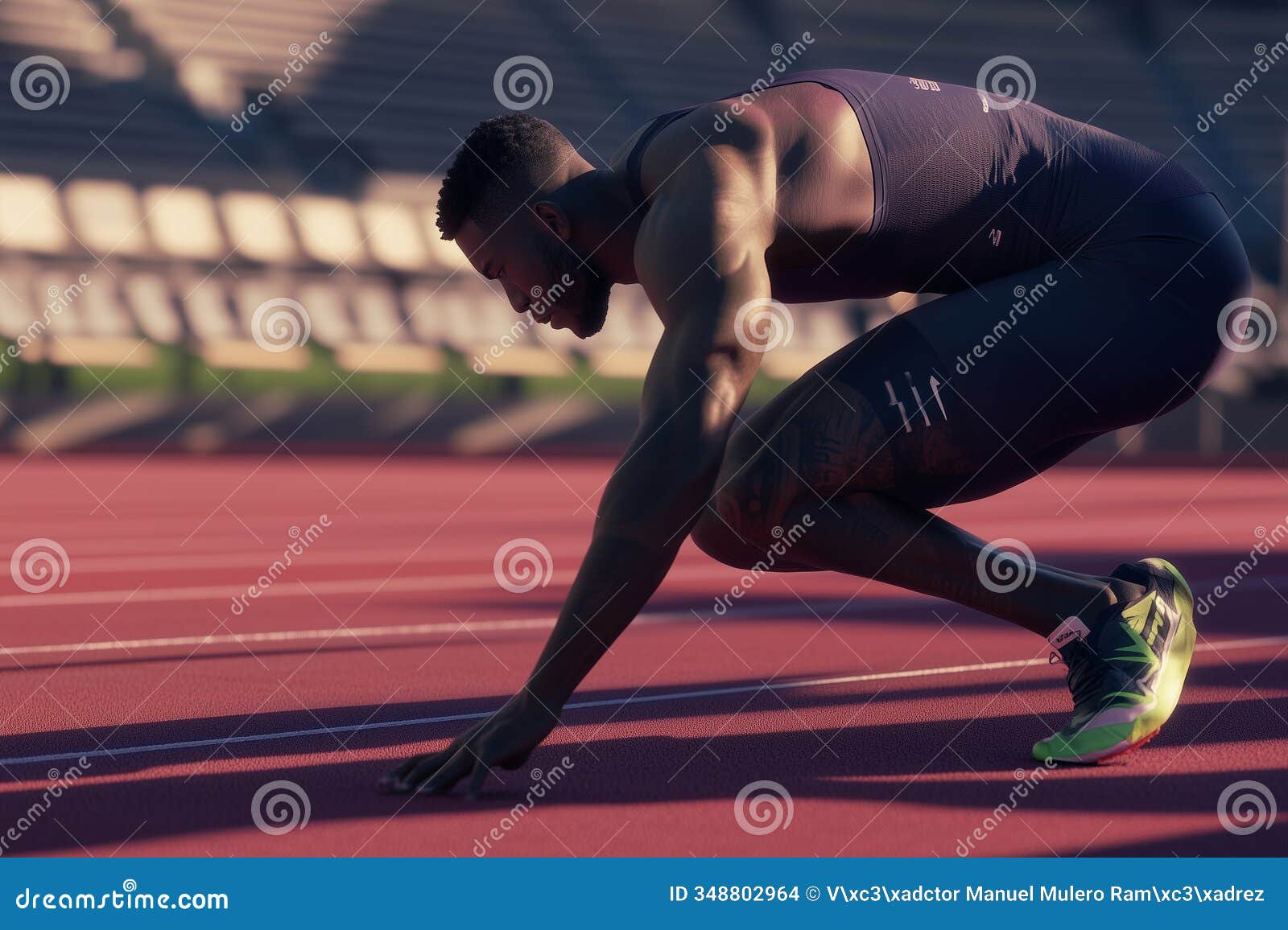 Sprinter Preparing To Run on an Athletics Track Stock Photo - Image of ...
