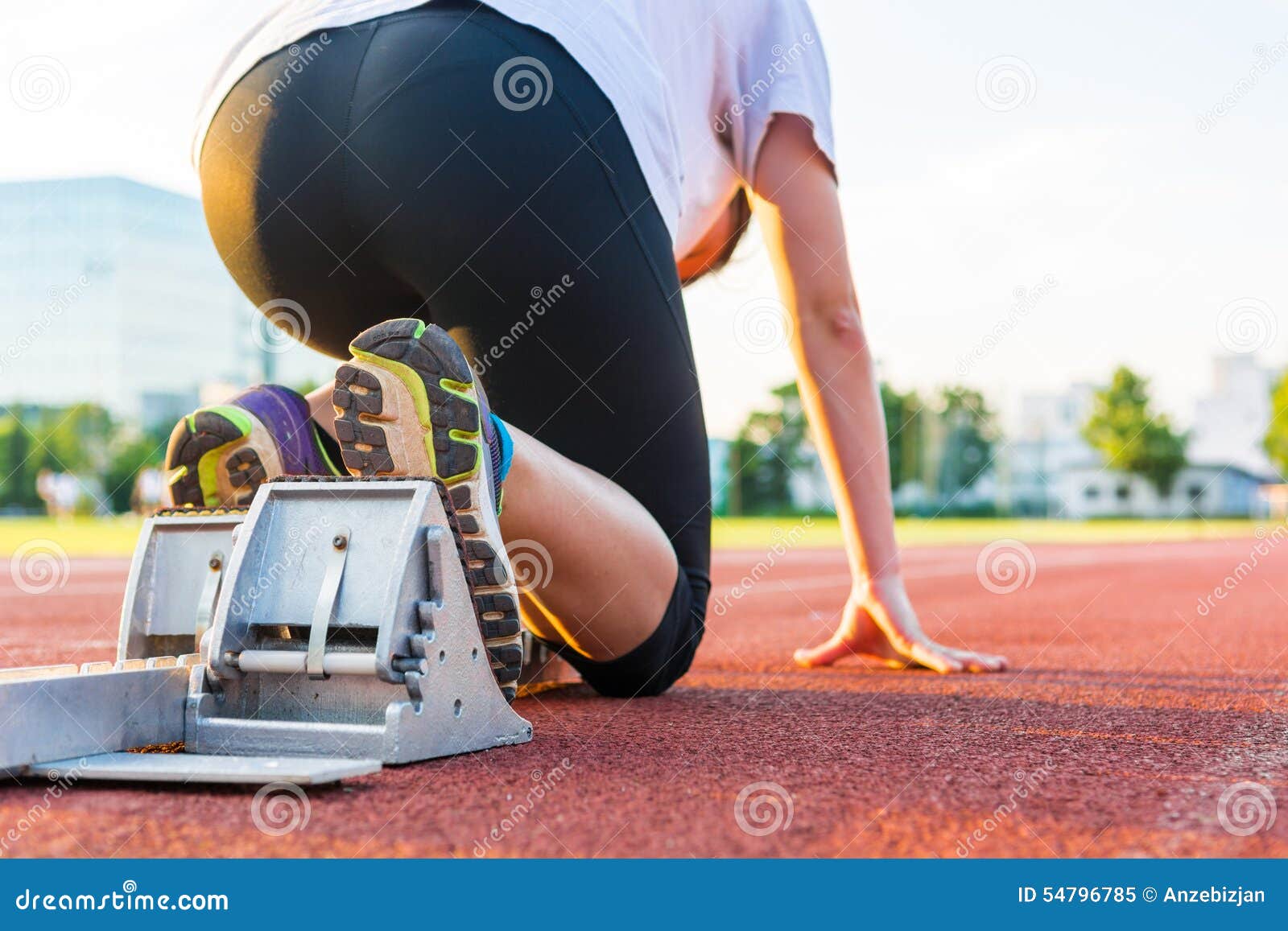 Sprinter ready to start. stock image. Image of female - 54796785