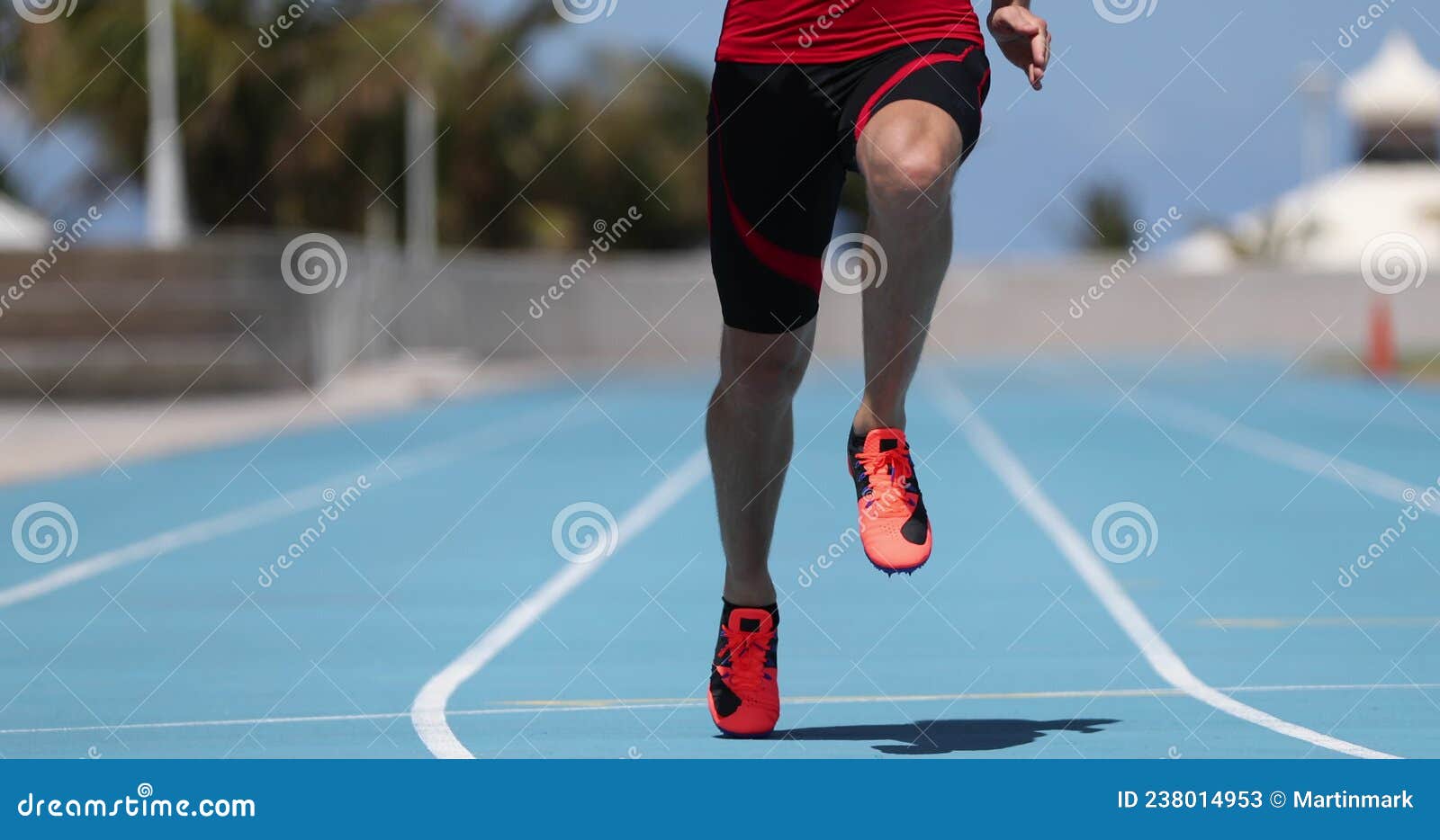 Sprinter Runner Athlete Man Sprinting Training on Athletics Track and ...