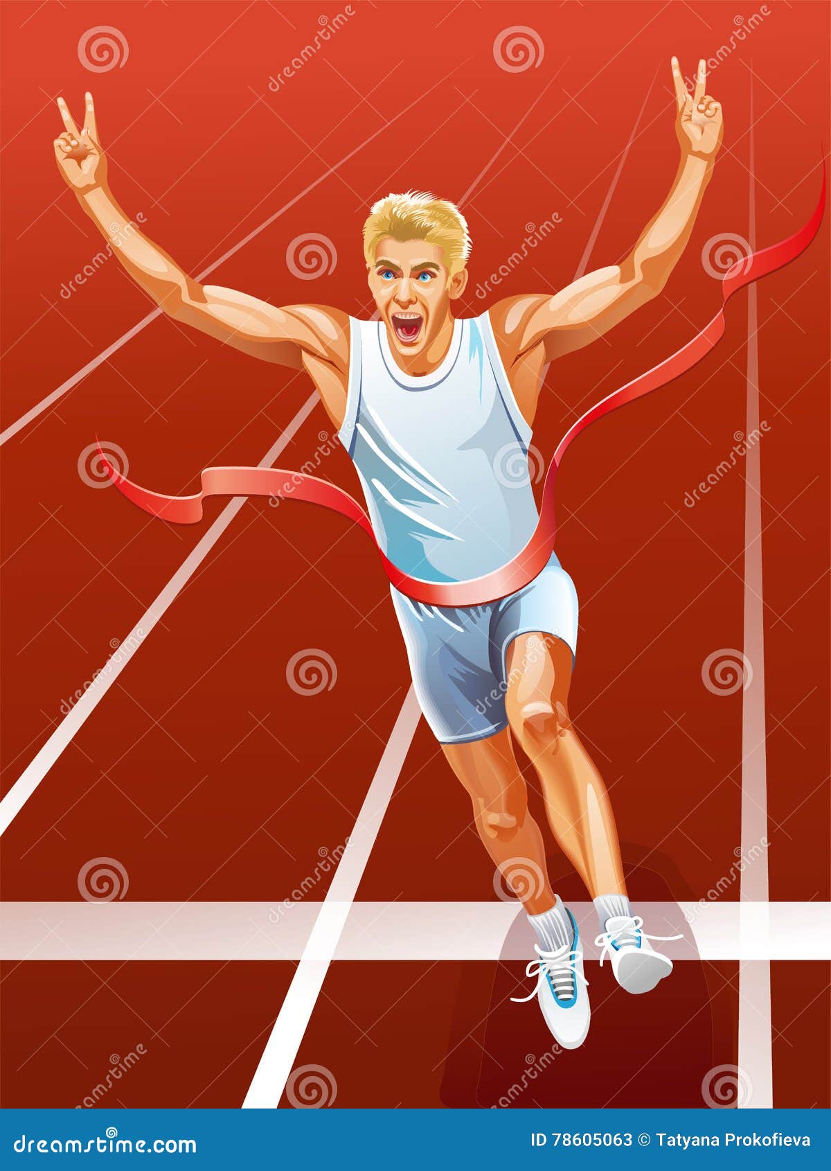 Sprinter Runner Running Winner at Finish Line Stock Illustration ...