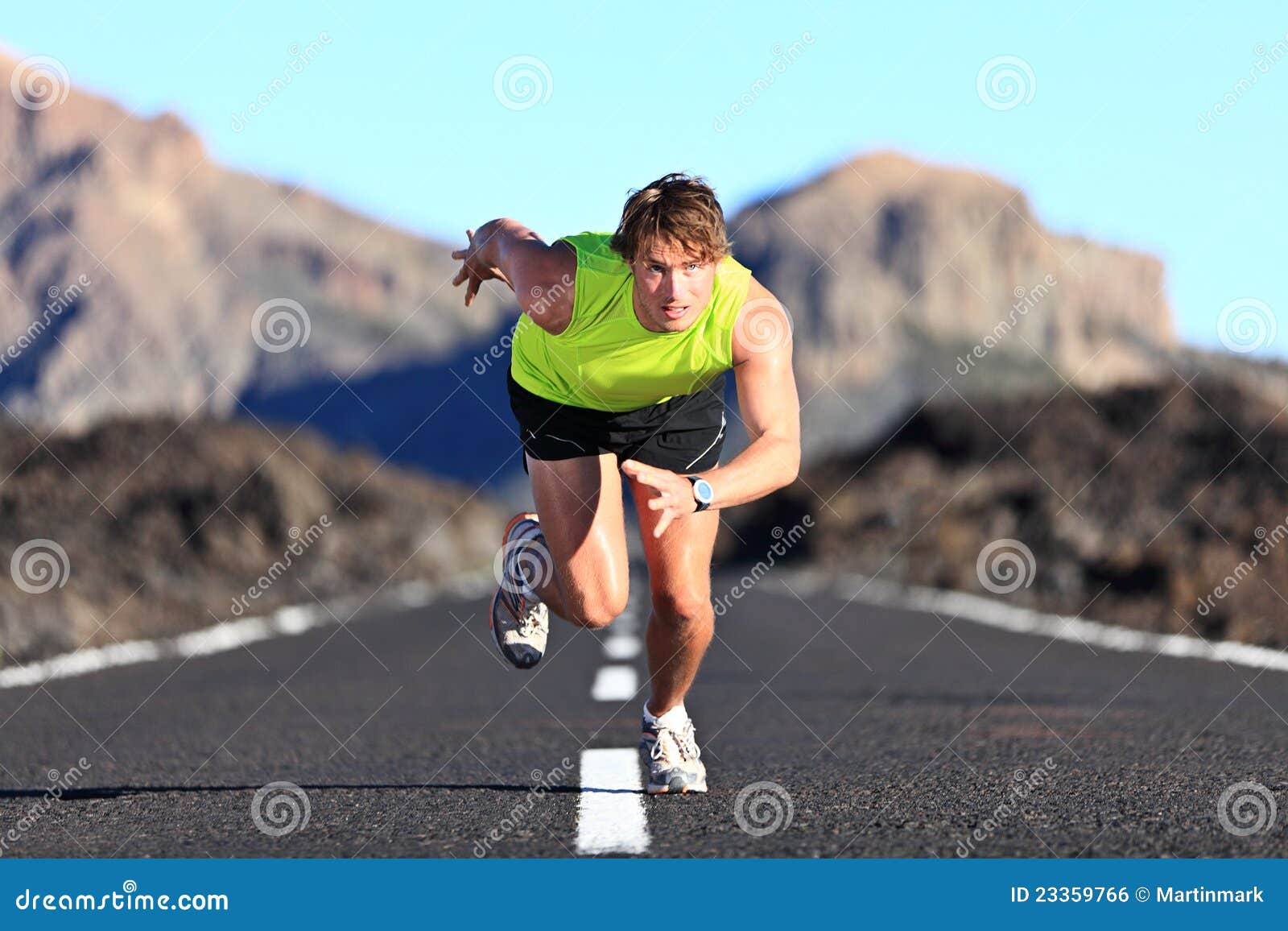 Sprinter running on road stock photo. Image of people - 23359766