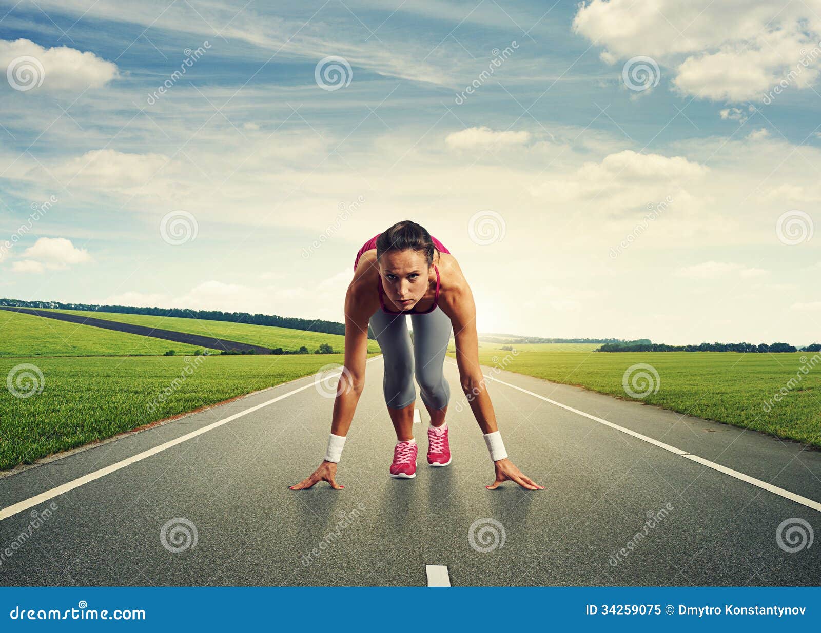 Sprinter Standing on the Start Stock Image - Image of road, active ...