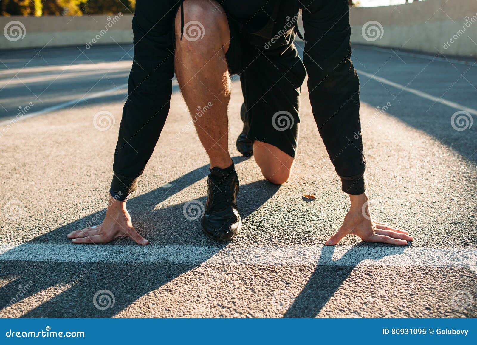 Sprinter Standing at the Start before Run Stock Image - Image of ...