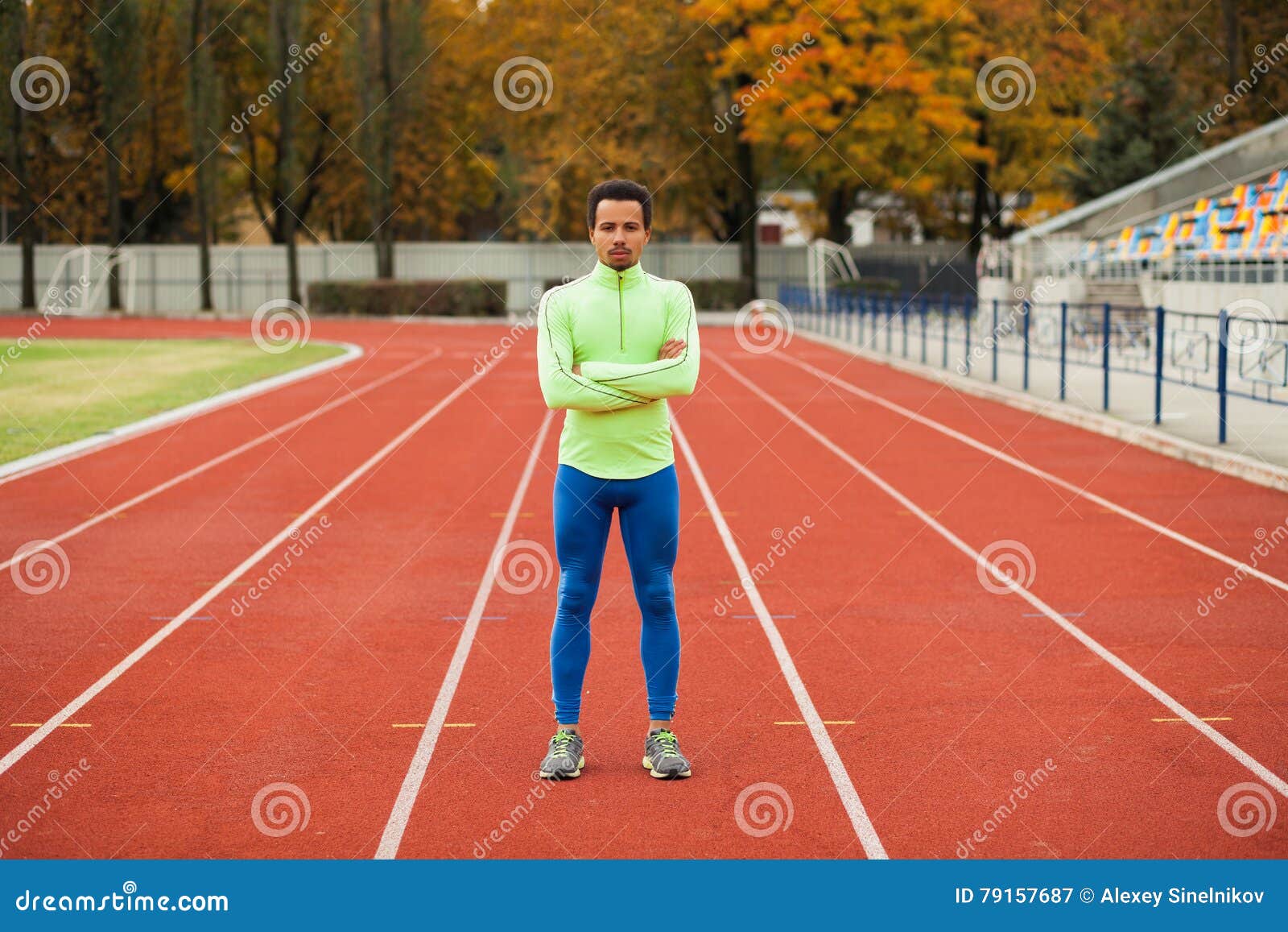 Sprinter Stands in the Stadium Stock Image - Image of college, coach ...