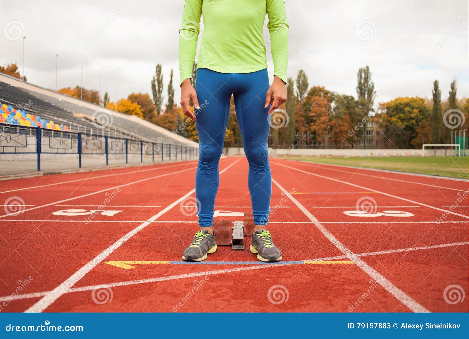 Sprinter Stands in the Stadium Stock Image - Image of event, outdoors ...