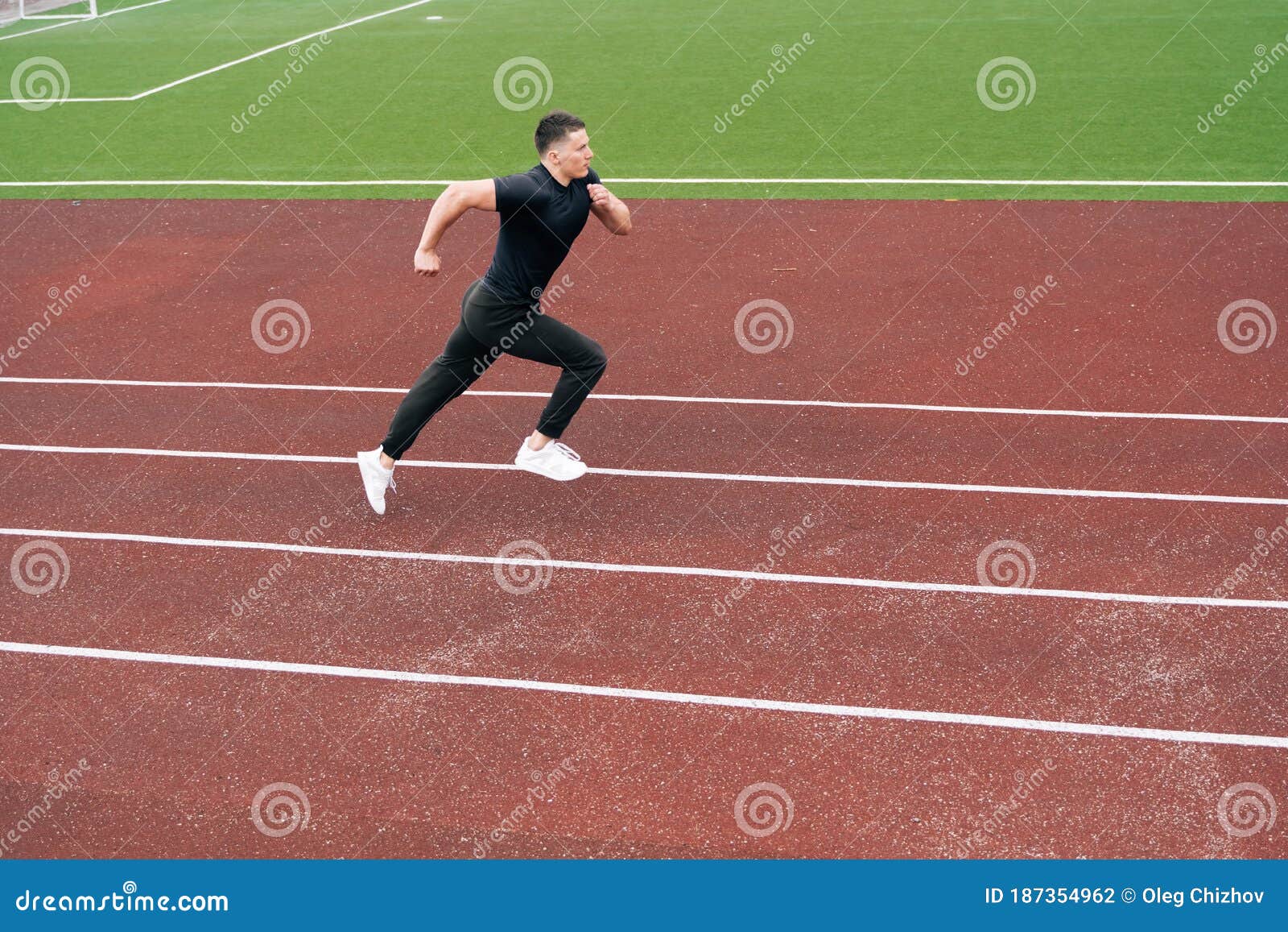 The Sprinter Started Accelerating while Running. a Man is Engaged in ...