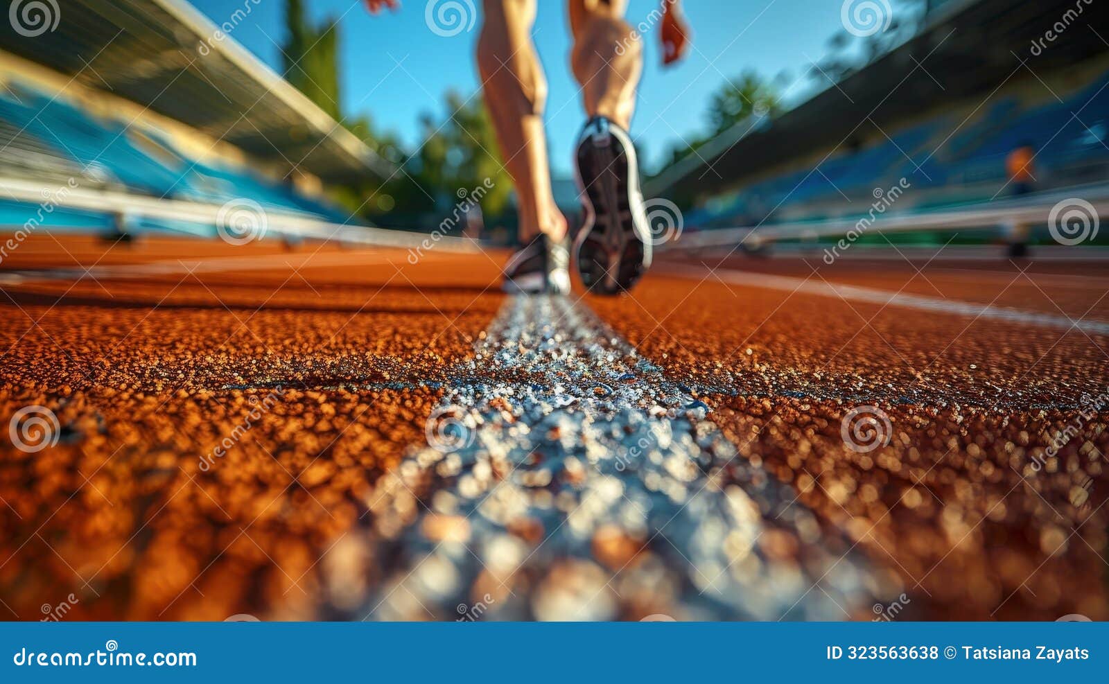 Sprinter at the Starting Blocks at a Track and Field Event. Tension and ...