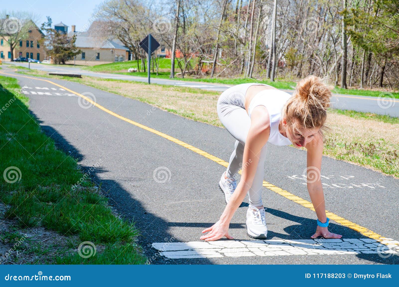 Sprinter Woman Getting Ready To Start on the Running Track Stock Image ... Sprinter Woman Getting Ready To Start on the Running Track Stock Image ...