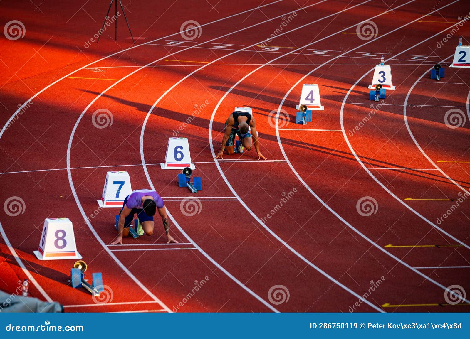 Sprinters Ready To Begin the 200m Race, Captured at the Precise Moment ...