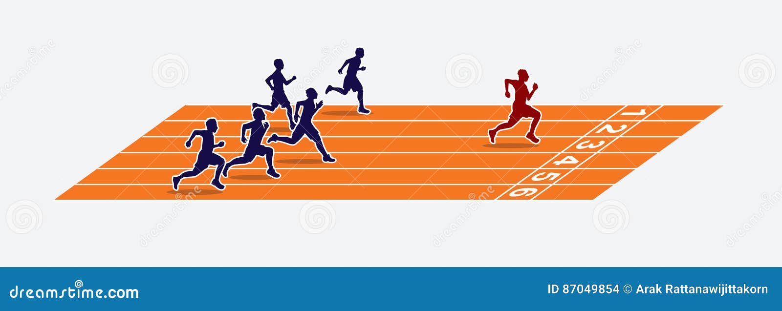 Sprinters the Winner on the Running Track Stock Vector - Illustration ...
