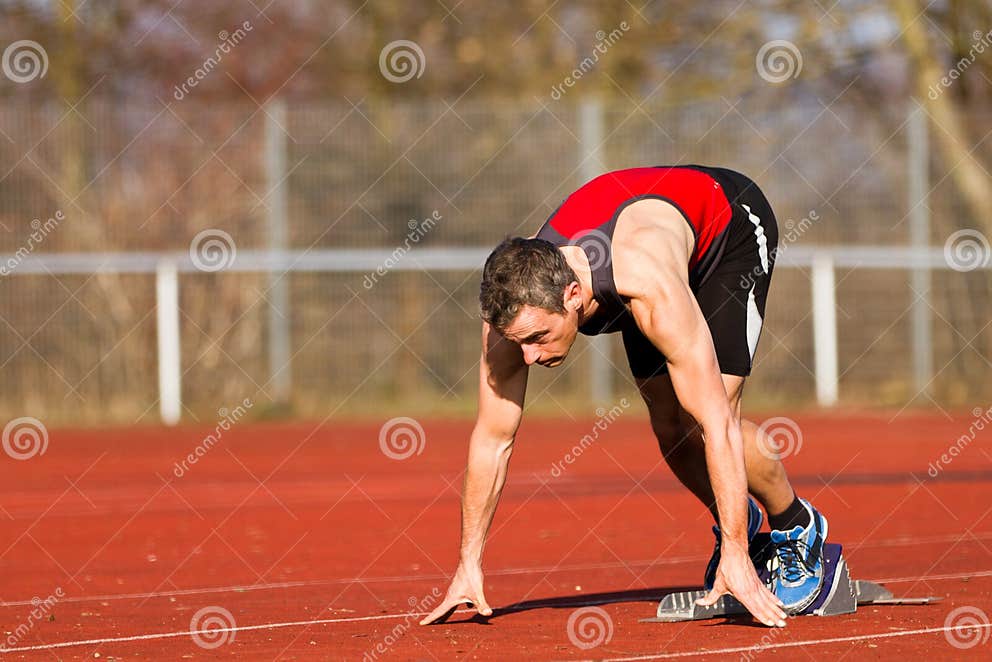 Sprinting Start in Track and Field Stock Image - Image of field ...
