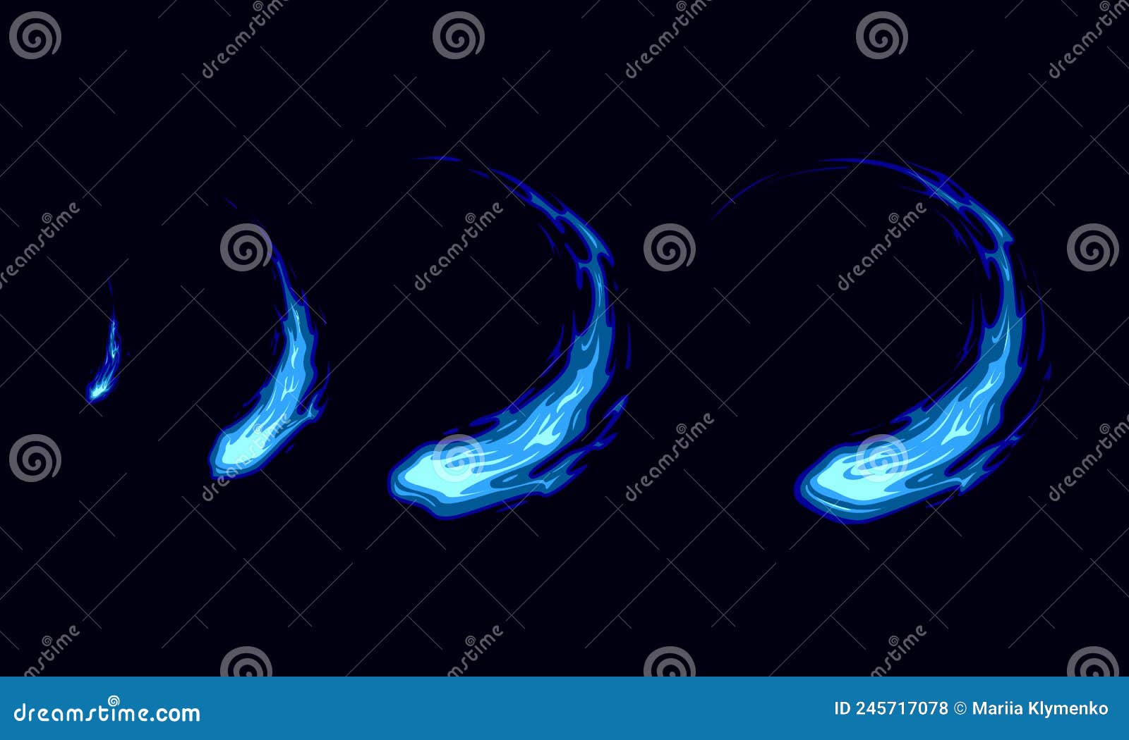 A Sprite Sheet for a Blue Sword Attack, Ice Strike, Blue Flame, or ...
