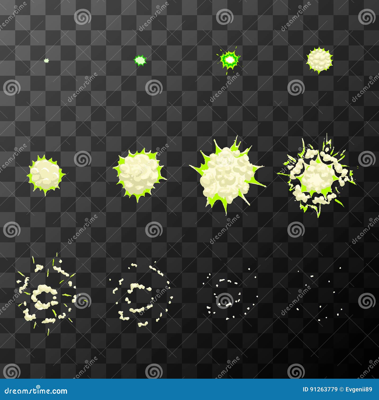 Sprite Sheet for Cartoon Explosion, Game Effect Animation Frames Stock ...