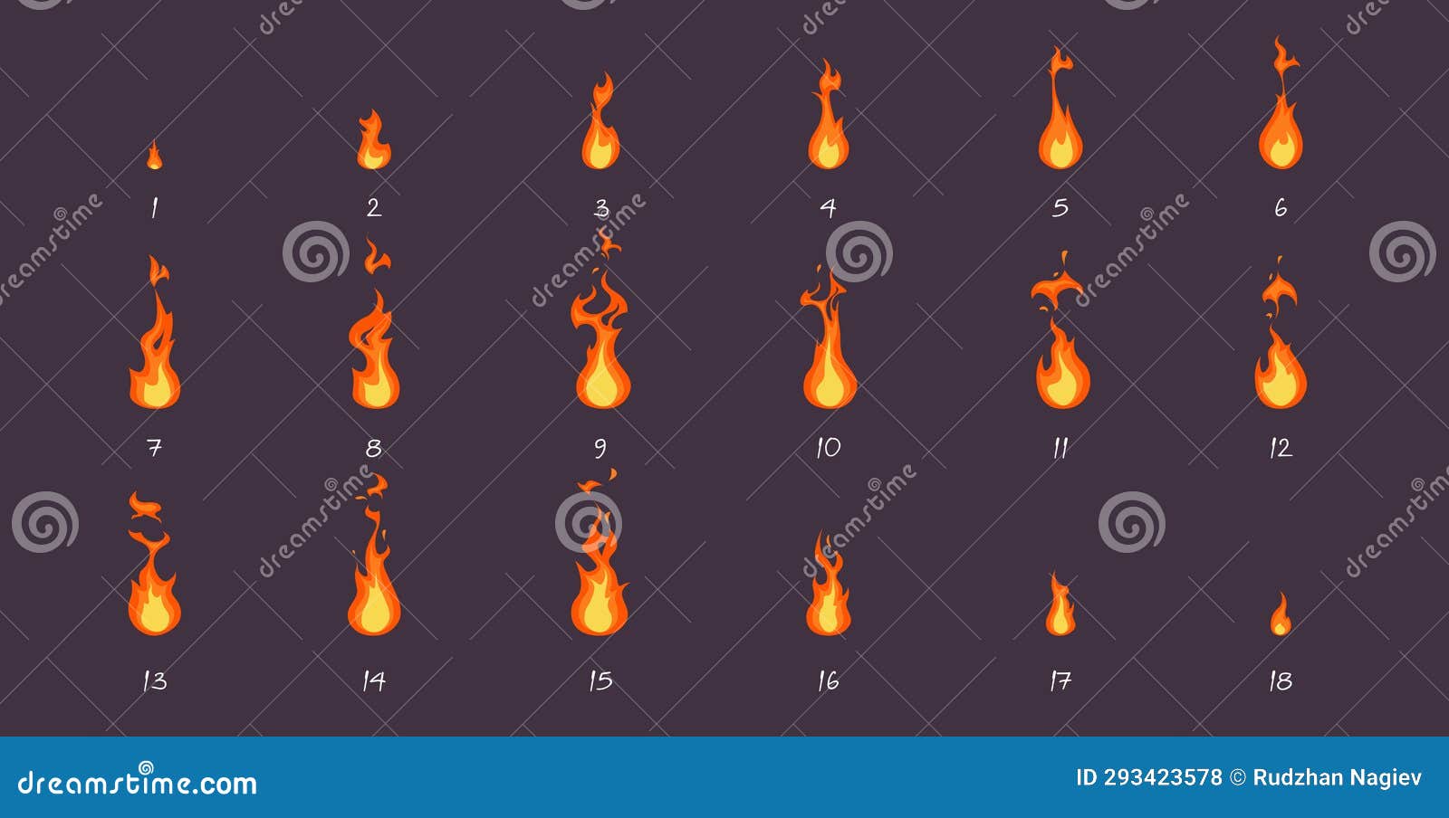 Sprite Sheet of Fire, Torch, Campfire, Fire Trap, Fire Pillar Sequence ...