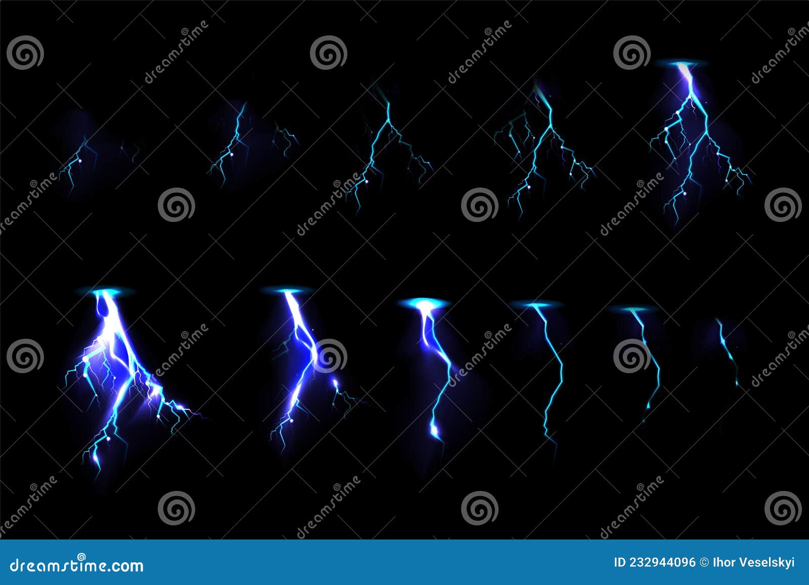 Sprite Sheet with Lightnings for Game Animation Stock Vector ...